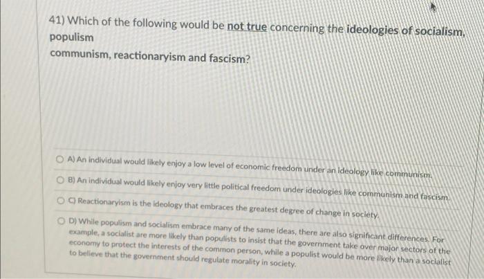 Solved 41) Which of the following would be not true | Chegg.com