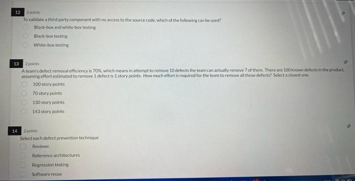 Solved 2 points. To validate a third party component with no | Chegg.com