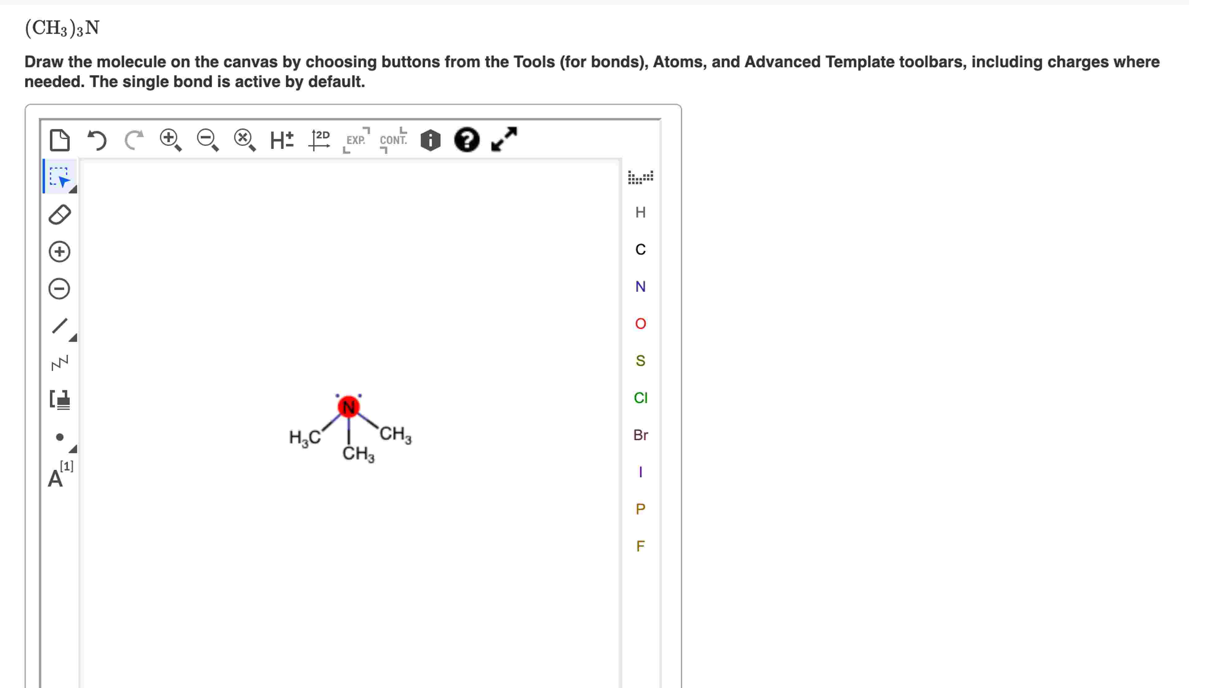 Solved (CH3)3NDraw the molecule on the canvas by choosing | Chegg.com