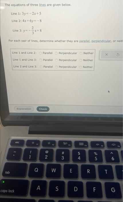 Solved The equations of three lines are given below. Line 1: | Chegg.com