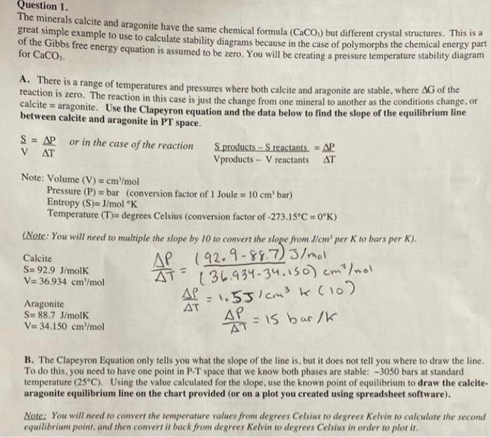 Solved Question 1. The minerals calcite and aragonite have | Chegg.com