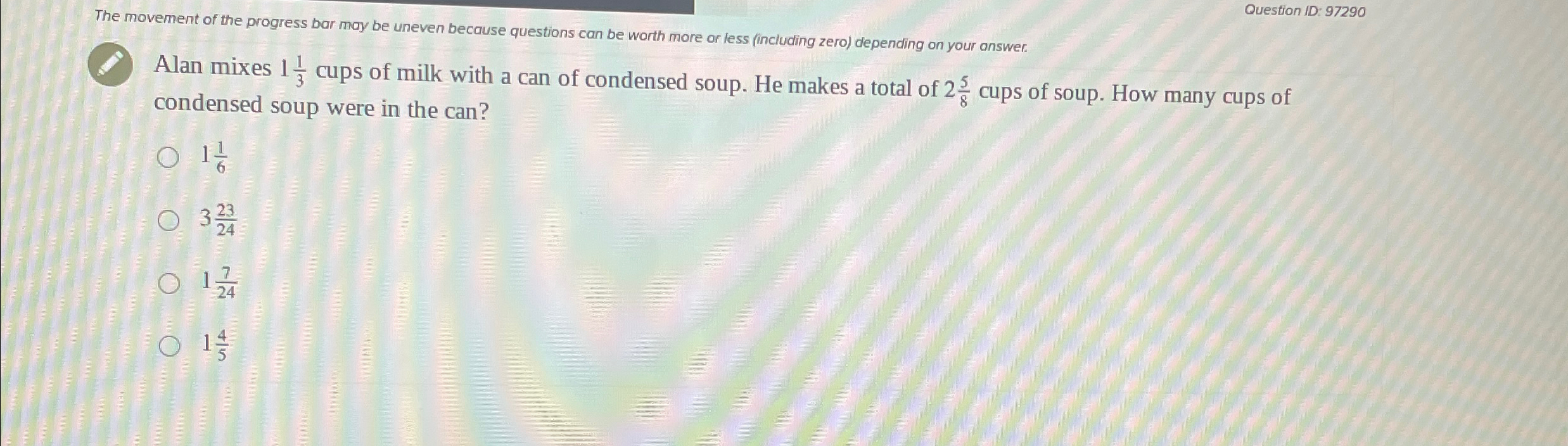 Solved Question ID: 97290The movement of the progress bar | Chegg.com