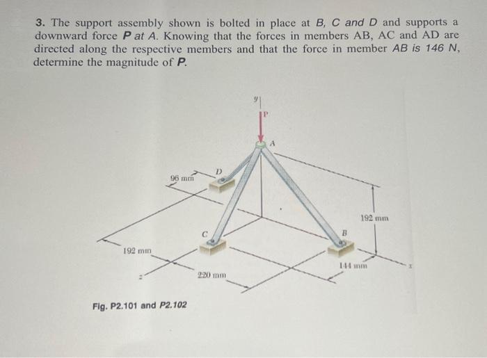 Solved 3. The support assembly shown is bolted in place at | Chegg.com