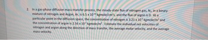 Solved 2. In a gas-phase diffusion mass-transfer process, | Chegg.com