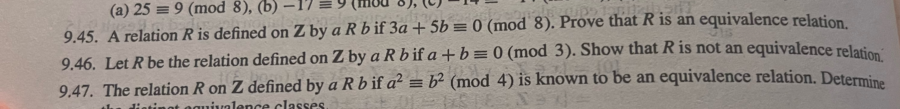 Only 9.45. ﻿9.45. ﻿A relation R ﻿is defined on Z ﻿by | Chegg.com