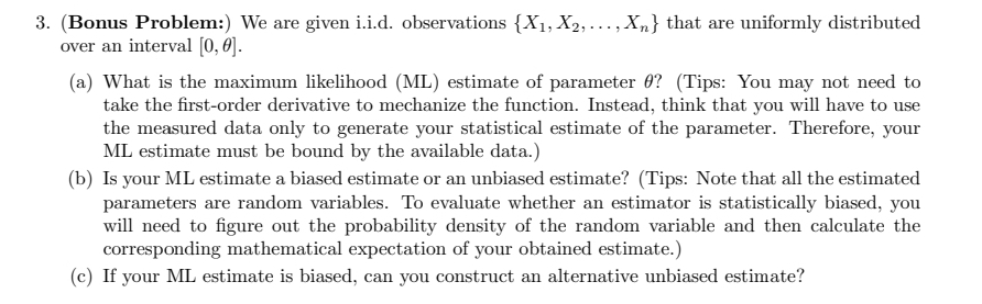 Solved (Bonus Problem:) ﻿We are given i.i.d. ﻿observations | Chegg.com