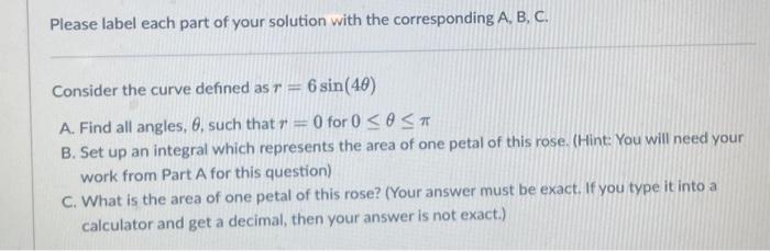 Solved Please label each part of your solution with the | Chegg.com