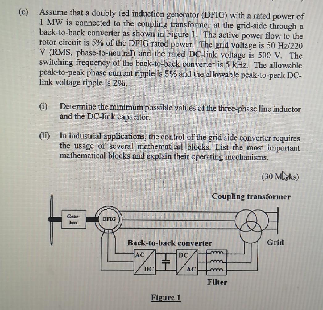(c) Assume that a doubly fed induction generator | Chegg.com