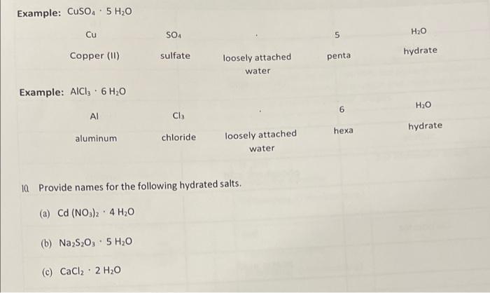 Solved Example: Cuso. 5 H2O Cu SO4 5 H2O Copper (11) sulfate | Chegg.com
