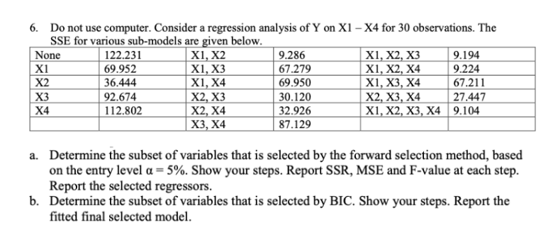 Solved Do not use computer. Consider a regression analysis | Chegg.com