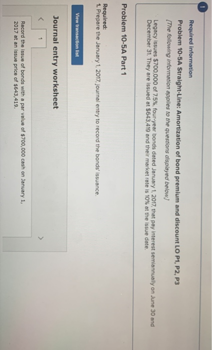 Solved Required information Problem 10-5A Straight-Line: | Chegg.com