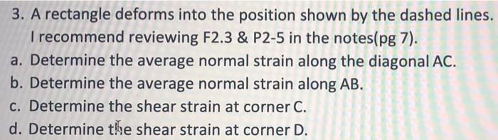 Solved 3. A rectangle deforms into the position shown by the | Chegg.com