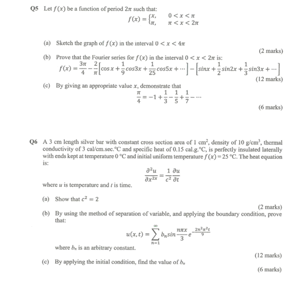 Solved Q5 ﻿Let f(x) ﻿be a function of period 2π ﻿such | Chegg.com