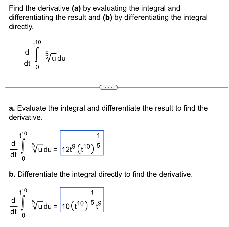 Solved Find the derivative (a) ﻿by evaluating the integral | Chegg.com