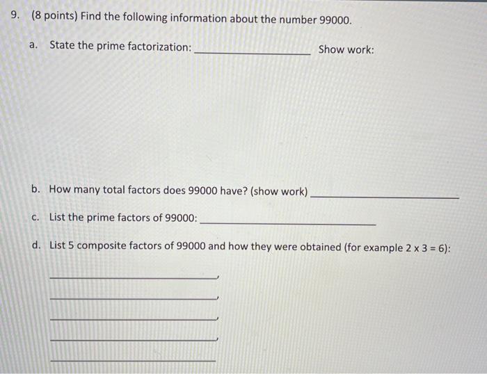 Solved b. How many total factors does 99000 have? (show | Chegg.com
