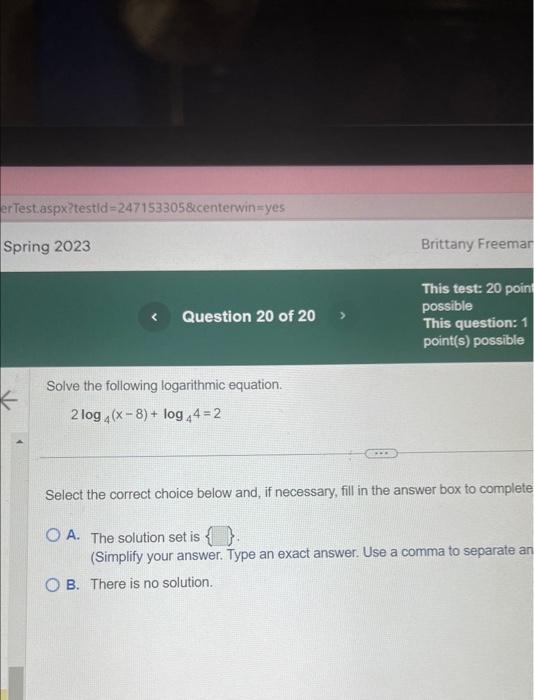 Solved Solve the following logarithmic equation. | Chegg.com