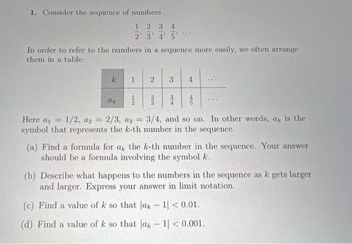 Solved 1. Consider the sequence of numbers 21,32,43,54,… In | Chegg.com
