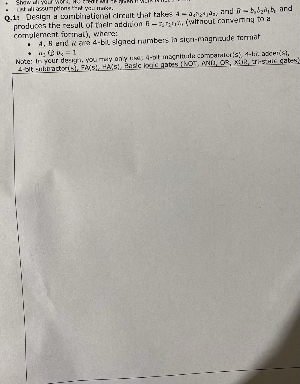 Show all your work.List all assumptions that you | Chegg.com