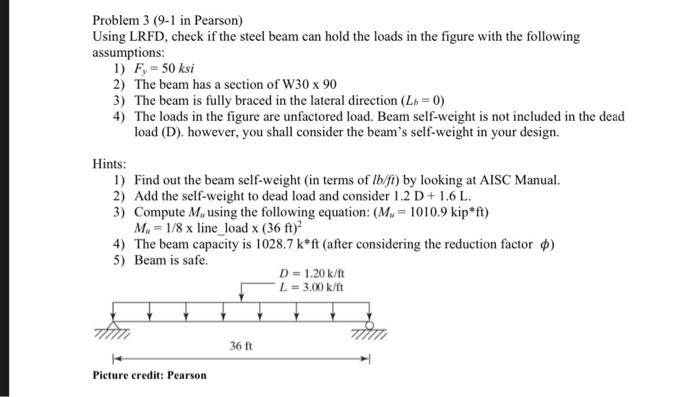 Solved Problem 3 9 1 In Pearson Using Lrfd Check If The