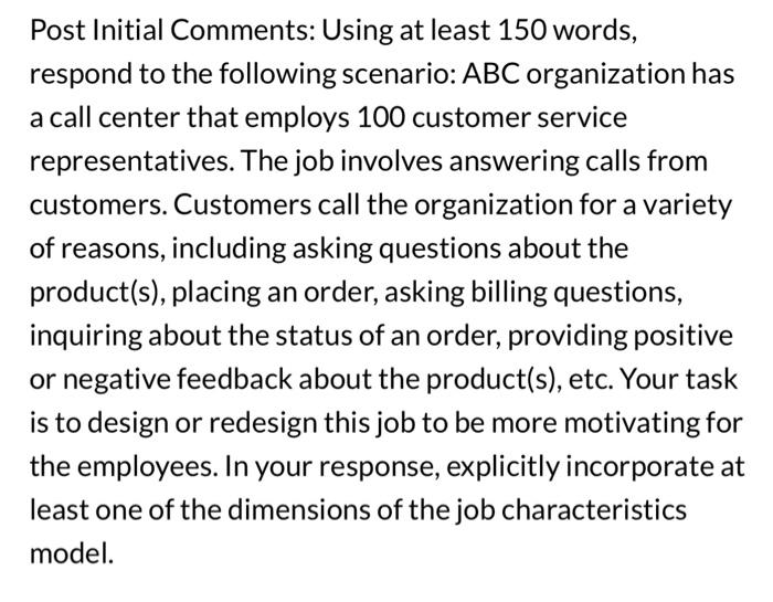 Solved Post Initial Comments: Using at least 150 words, | Chegg.com