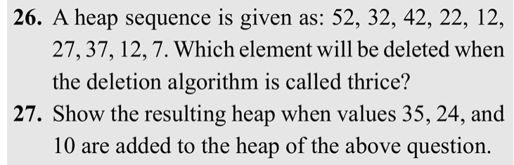 Solved A heap sequence is given as: | Chegg.com