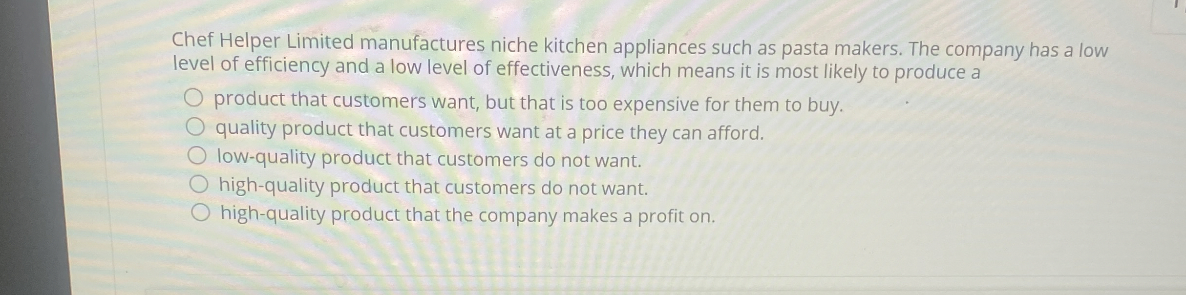 Solved Chef Helper Limited manufactures niche kitchen | Chegg.com