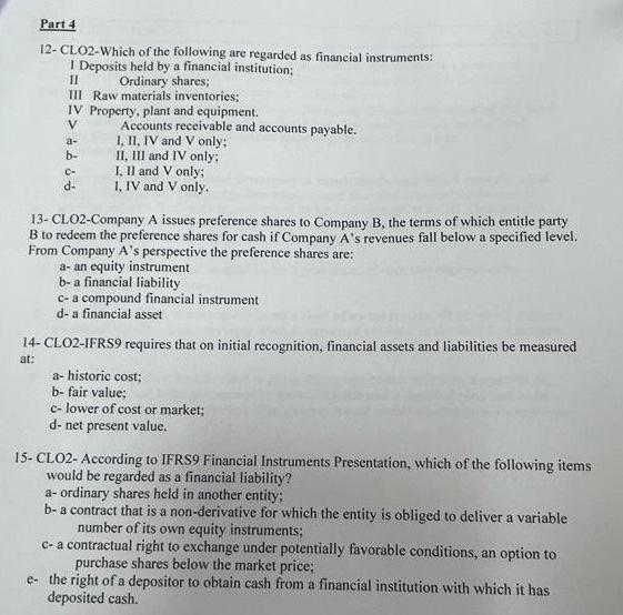 Solved Choose the best answer for each of the following | Chegg.com
