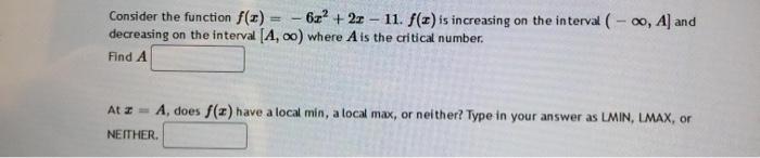 Solved Consider the function f(x) = -6x2 + 2x - 11. f(x) is | Chegg.com