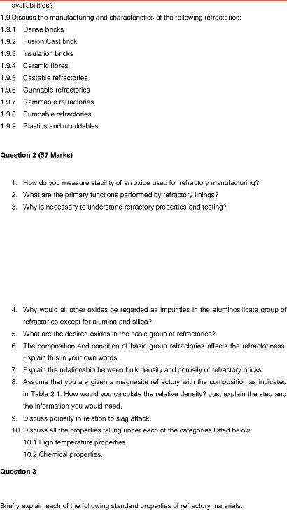 1.9 Discuss the manufacturing and characteristics of | Chegg.com
