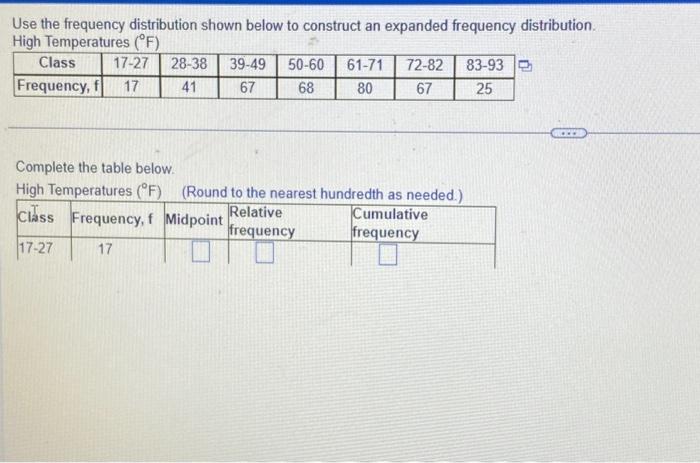 Solved Use the frequency distribution shown below to | Chegg.com