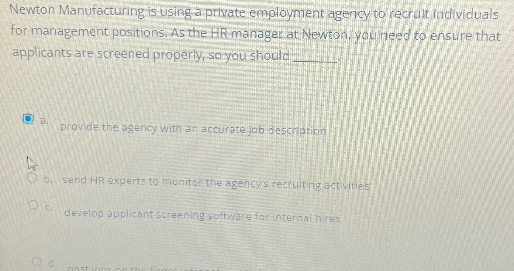 Solved Newton Manufacturing is using a private employment | Chegg.com