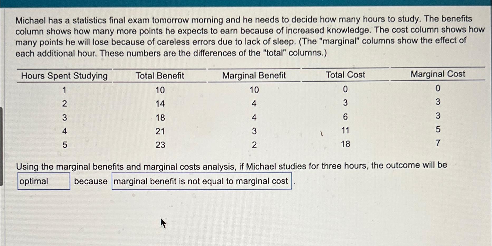 Solved Michael has a statistics final exam tomorrow morning | Chegg.com