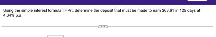 Solved Using the simple interest formula 1 = Prt, determine | Chegg.com