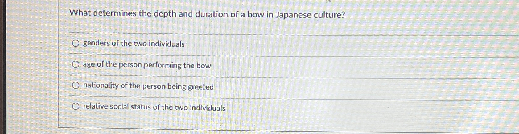 Solved What determines the depth and duration of a bow in | Chegg.com