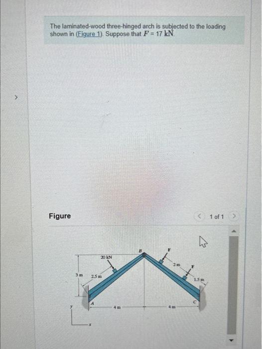 Solved The laminated-wood three-hinged arch is subjected to | Chegg.com