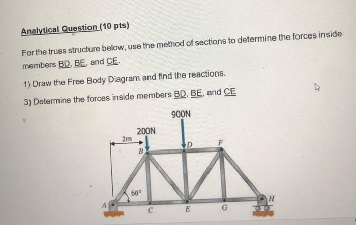 Solved Analytical Question (10 pts) For the truss structure | Chegg.com