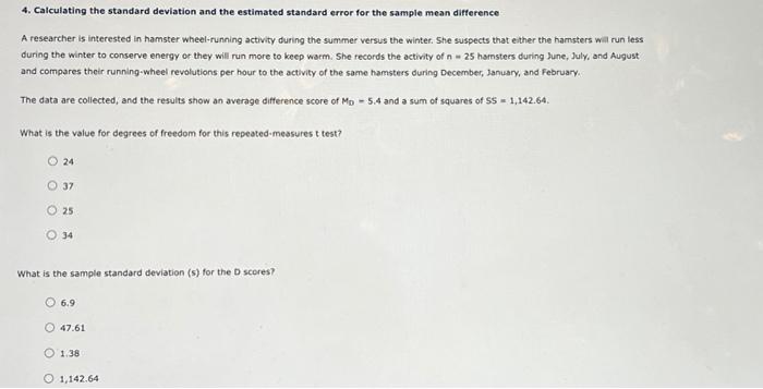 Solved 4. Calculating the standard deviation and the | Chegg.com