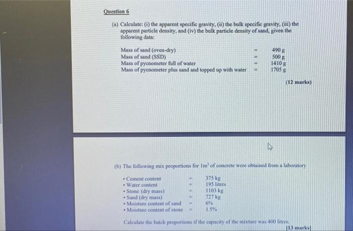 Solved Question 6 (a) Calculate the apparent specific | Chegg.com