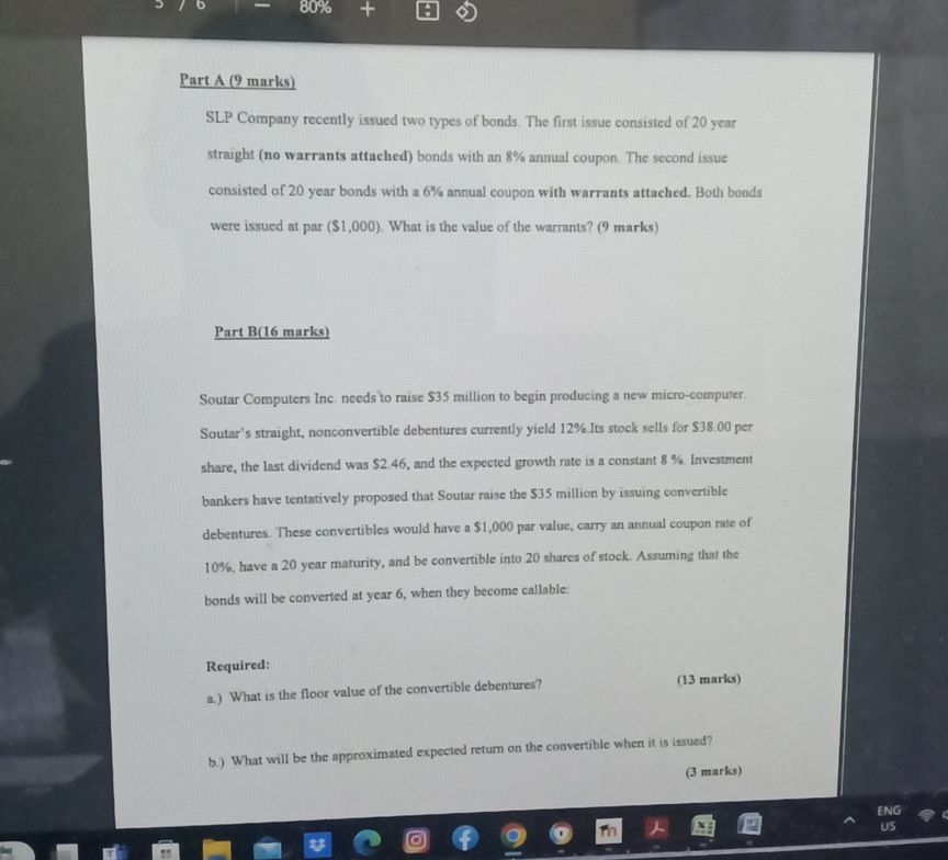 Solved Part A (9 ﻿marks) ?()SLP Company recently issued two | Chegg.com