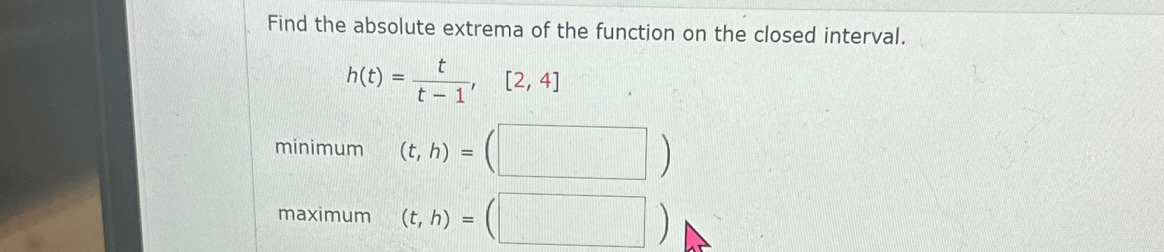 Solved Find the absolute extrema of the function on the | Chegg.com