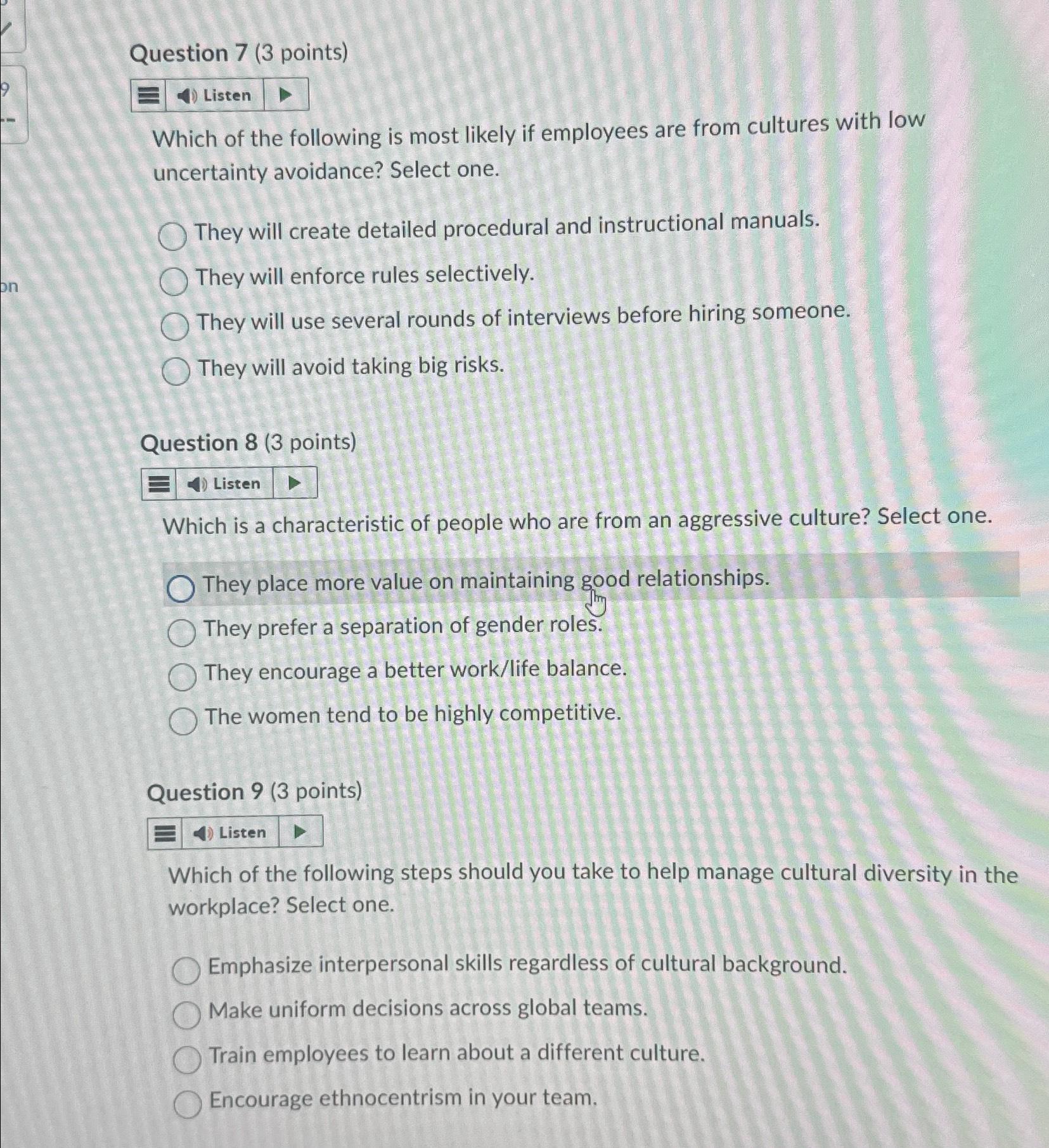 Solved Question 7 (3 ﻿points)ListenWhich of the following is | Chegg.com