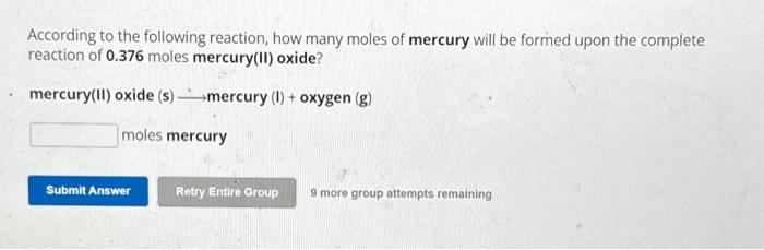 Solved According to the following reaction, how many moles | Chegg.com