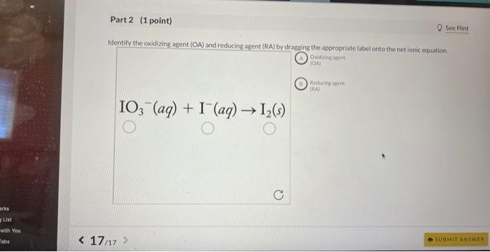 Solved Identify the oxidizing agent (OA) and reducing agent | Chegg.com
