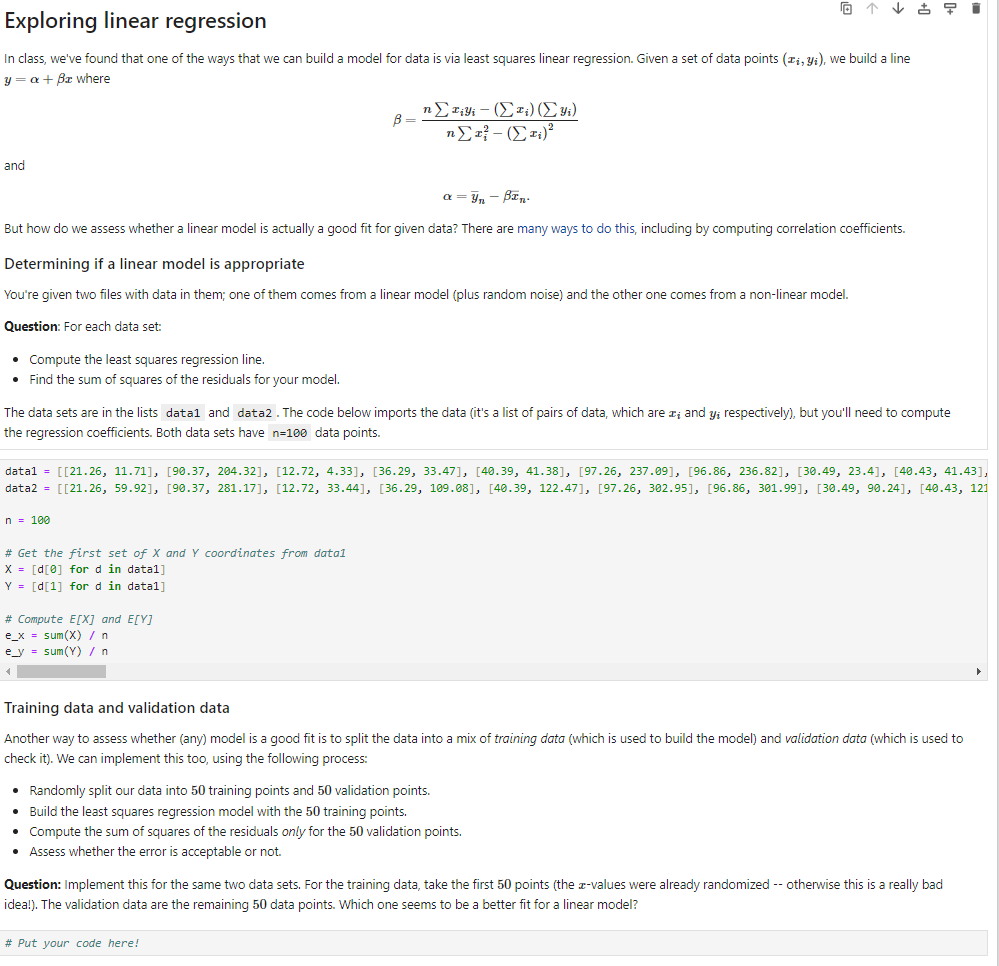 Solved There are two questions: Exploring linear | Chegg.com