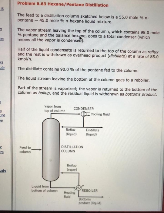 Solved Problem 6.63 Hexane/Pentane Distillation 5 as The | Chegg.com