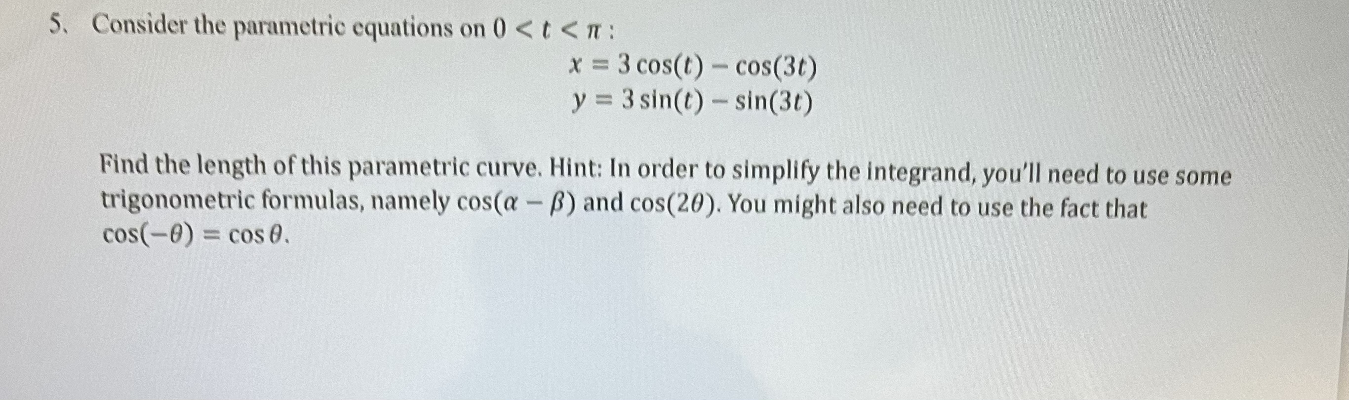 Solved Consider the parametric equations on | Chegg.com