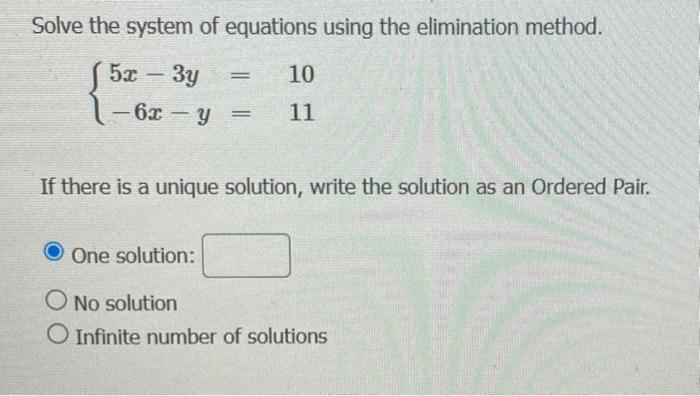 Solved Solve the system of equations using the elimination | Chegg.com