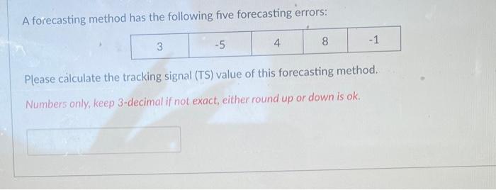 Solved A forecasting method has the following five | Chegg.com