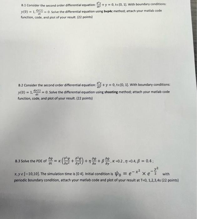 Solved B.1 Consider the second order differential equation: | Chegg.com