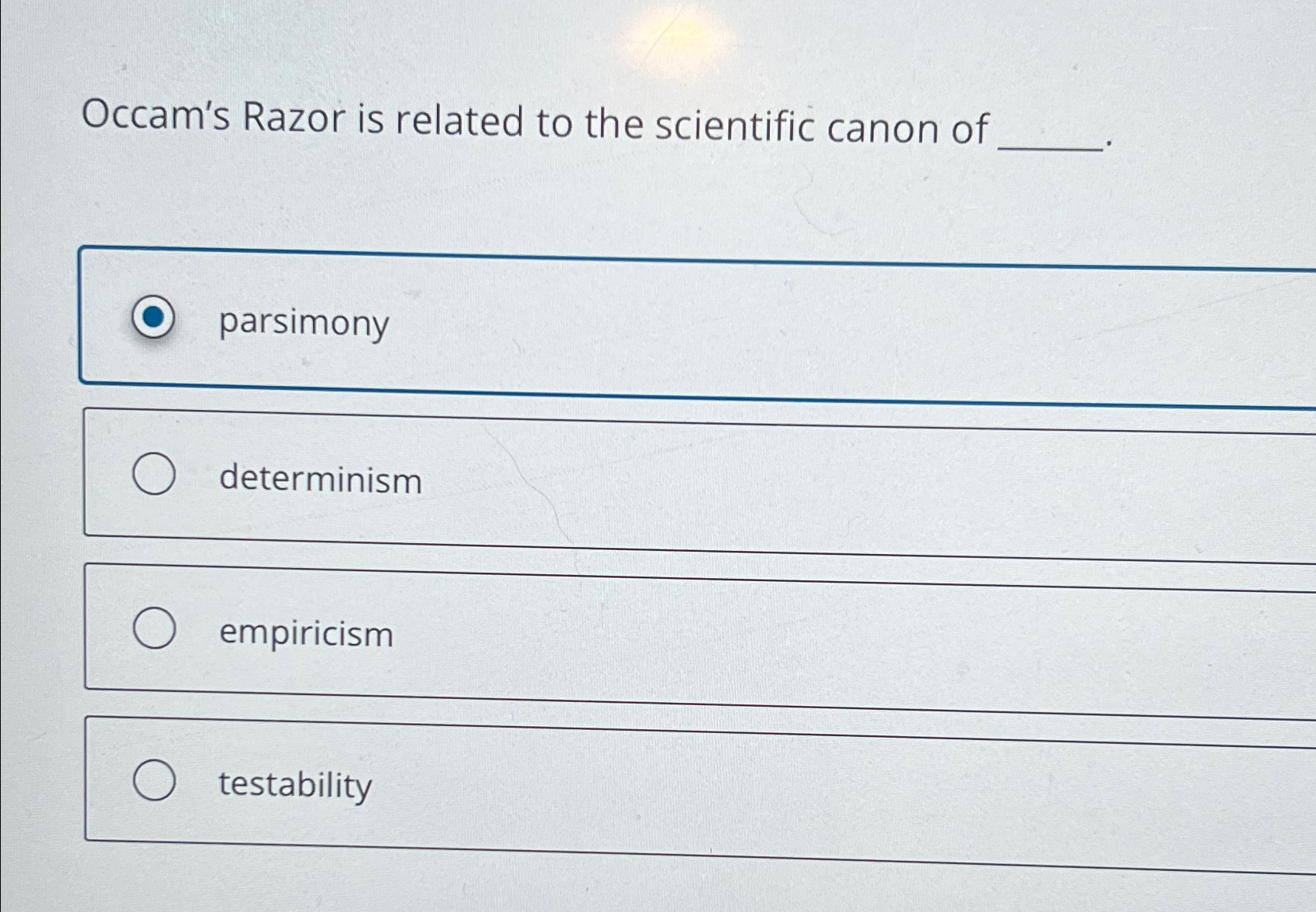 Solved Occam's Razor is related to the scientific canon | Chegg.com